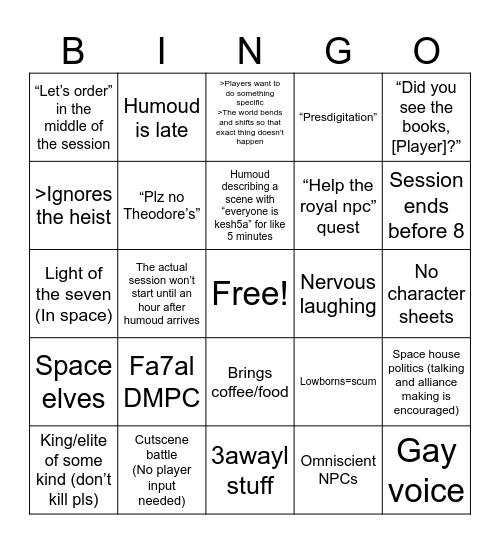 Humoud Dnd Extraveganza Bingo Card