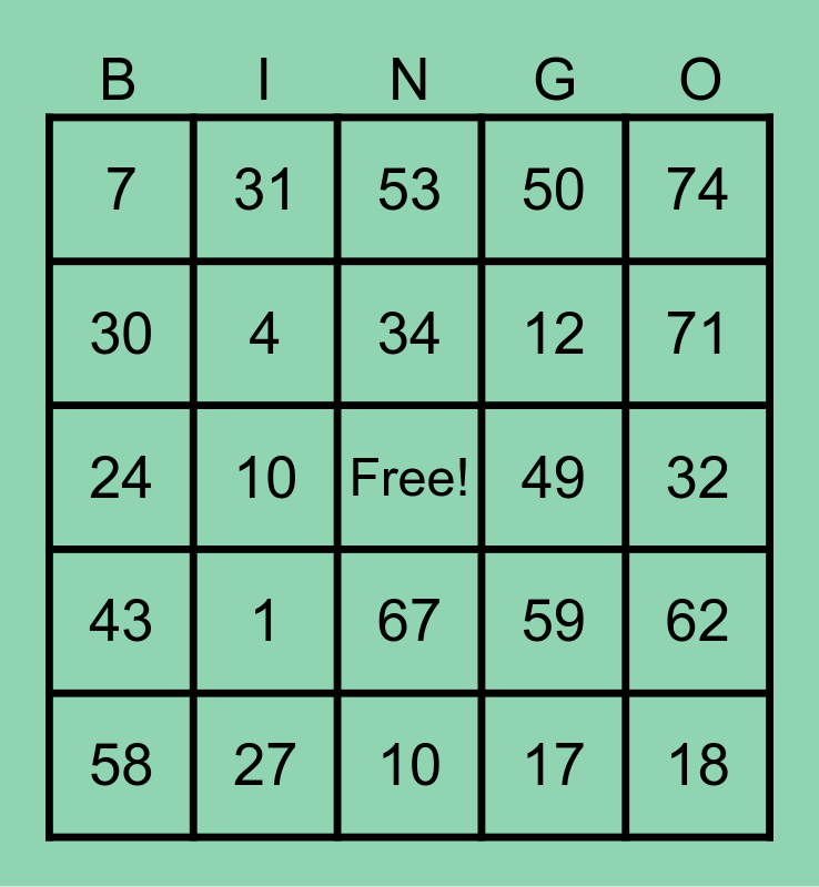 PAD`s BINGO CARD Bingo Card