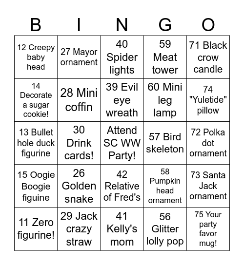 Scavenger Hunt Bingo Card