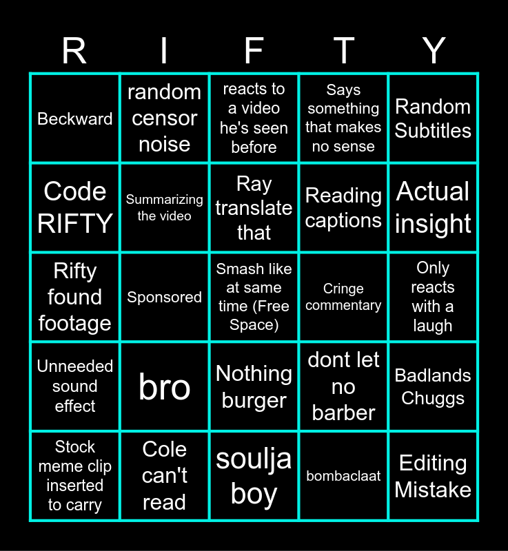 RIFTY BINGO Card