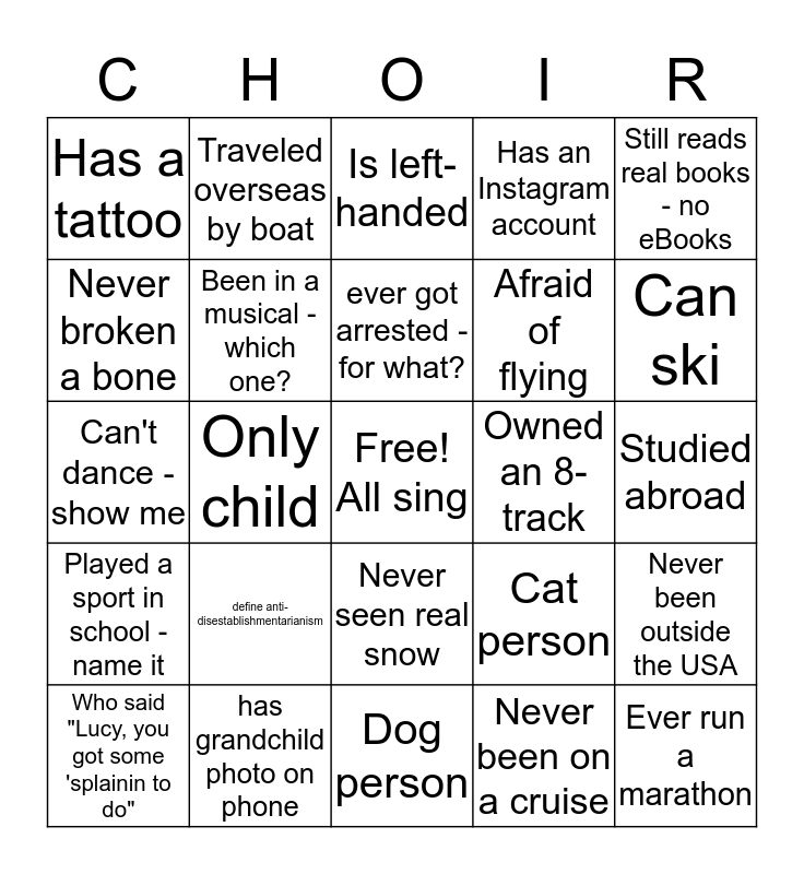 Who's Your Buddy Bingo Card