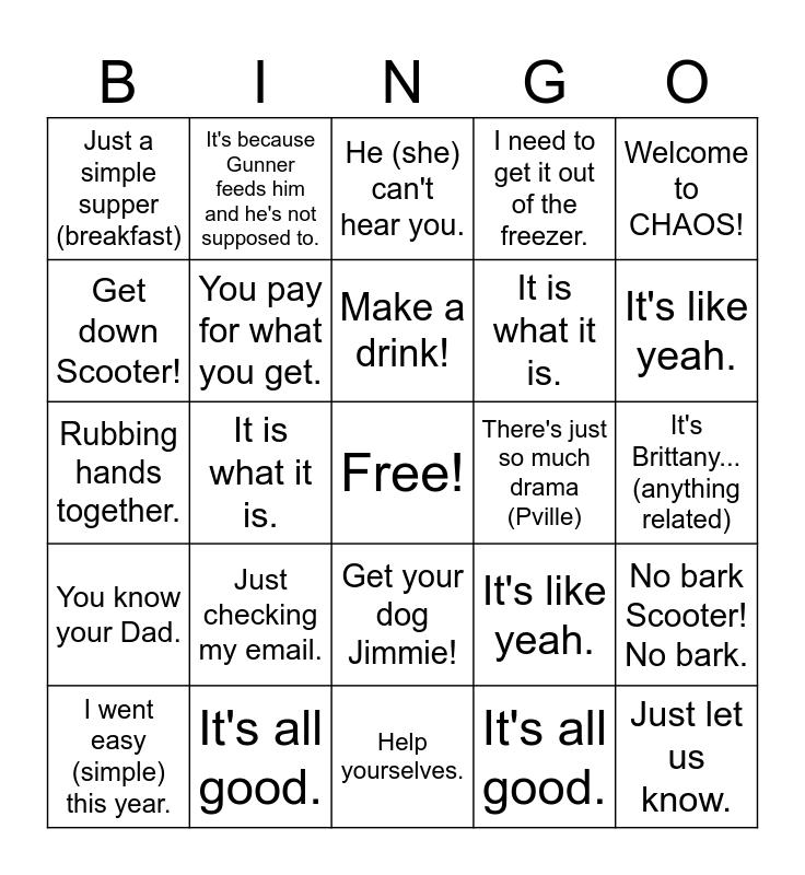 Christmas Joy Bingo Card