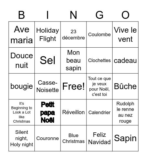 Bingo de Noêl Bingo Card