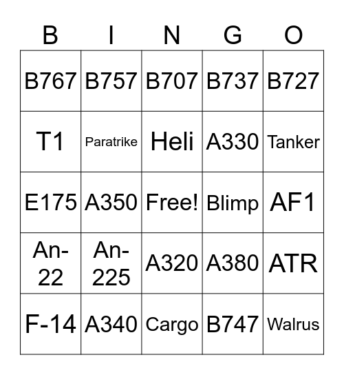 PTFS Bingo Card