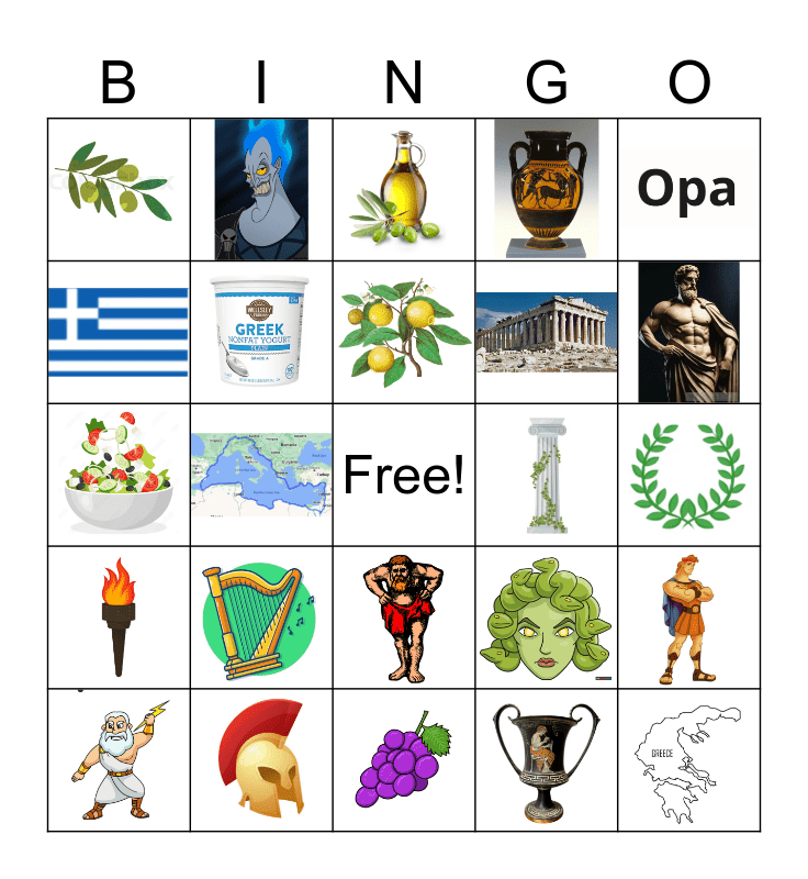 Greek bingo Card