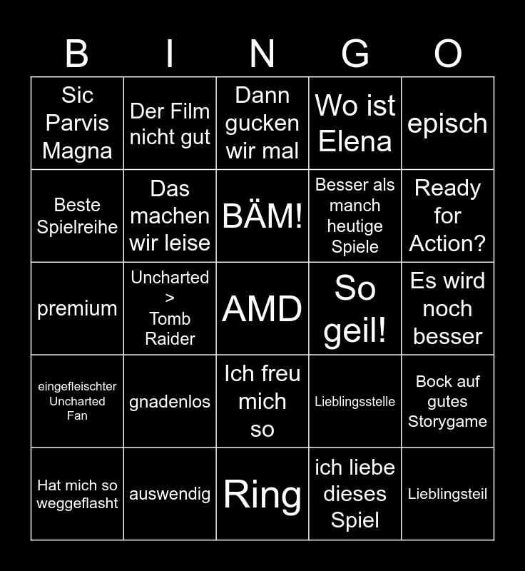 GERBrowny - Yearly Uncharted Marathon Bingo Card