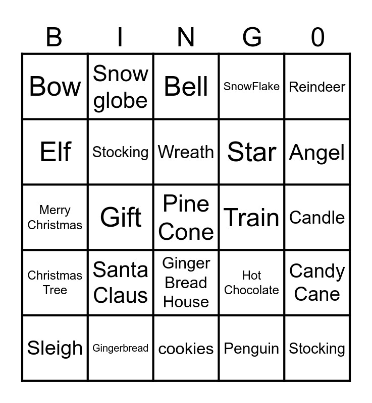 Christmas Bingo Scavenger Hunt Bingo Card