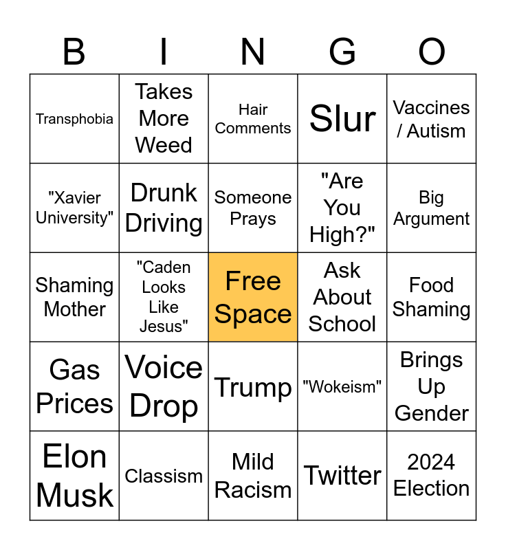 Christmas Eve Bingo Card