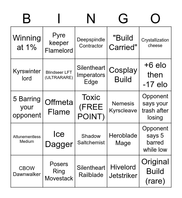 DEEPWOKEN CHIME BINGO Card