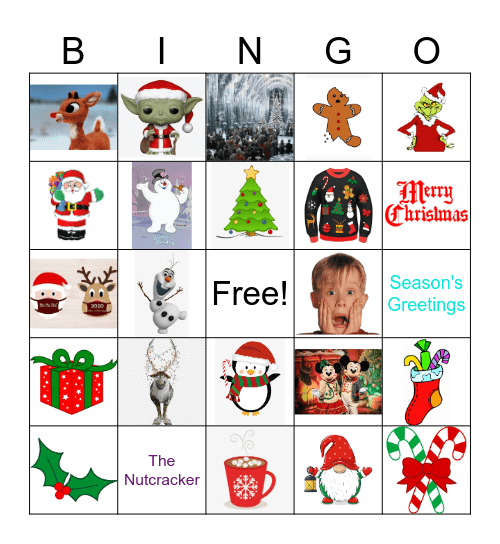 Christmas Eve Family Bingo Card