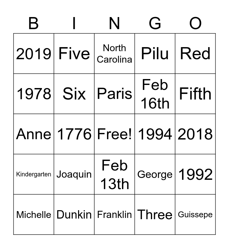 Feliz Navidad - Family Edition Bingo Card