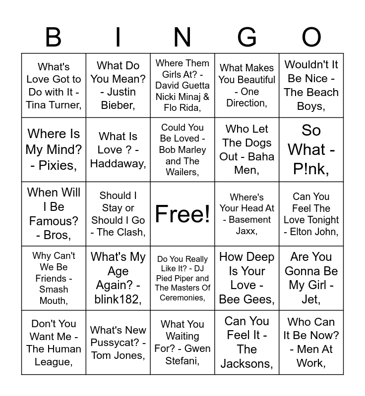 questions Bingo Card