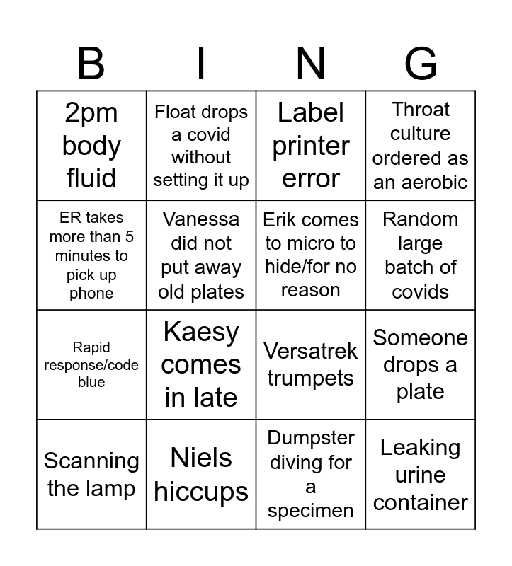 UMASS Micro Bingo Card