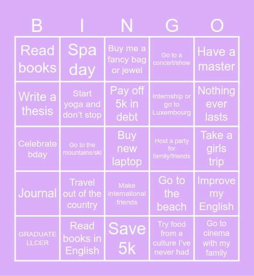 2025 vision board Bingo Card
