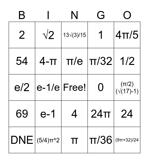 Calculus 3 Review Bingo Card