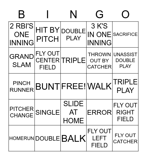 BASEBALL BINGO Card