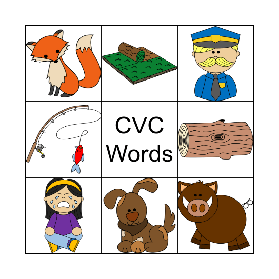 CVC Short O Words Bingo Card