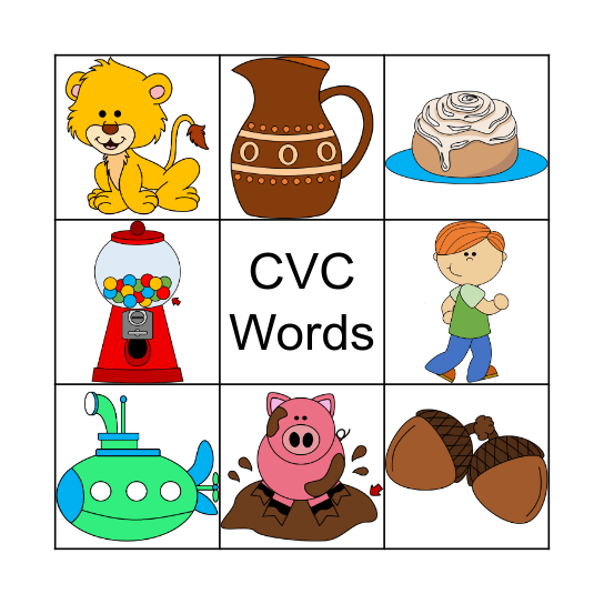 CVC Short U Words Bingo Card