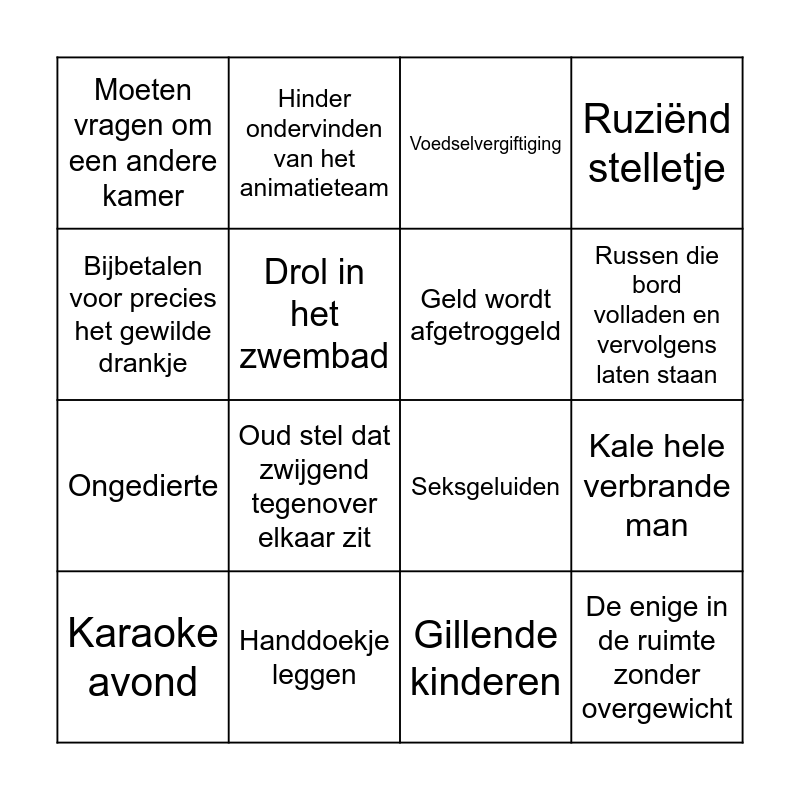 De Grote All Inclusive Bingo Card