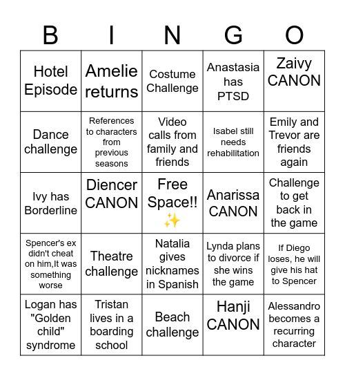 Disventure Camp: Carnival of Chaos Bingo Card