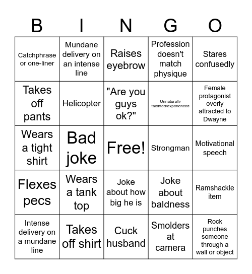 Dwayne "The Rock" Johnson Bingo Card
