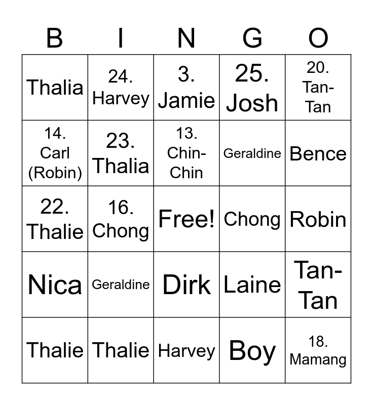 team BUSOG Bingo Card