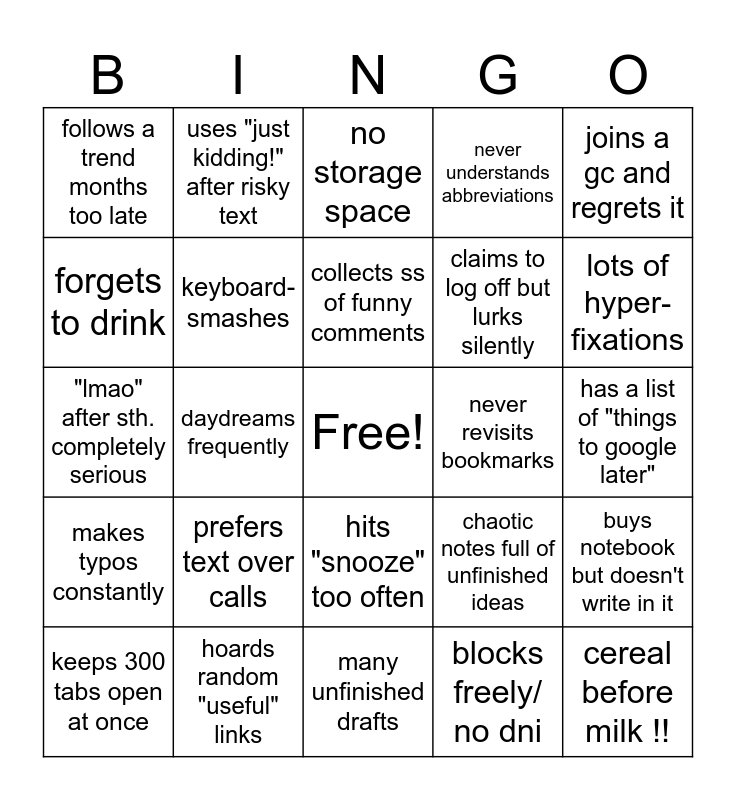 How similar are we? Bingo Card