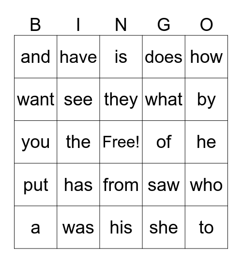 Red words layer 1 Bingo Card