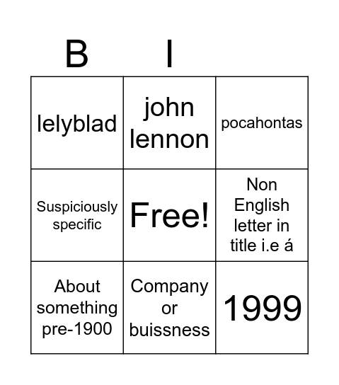 Wikipedia random article Bingo Card