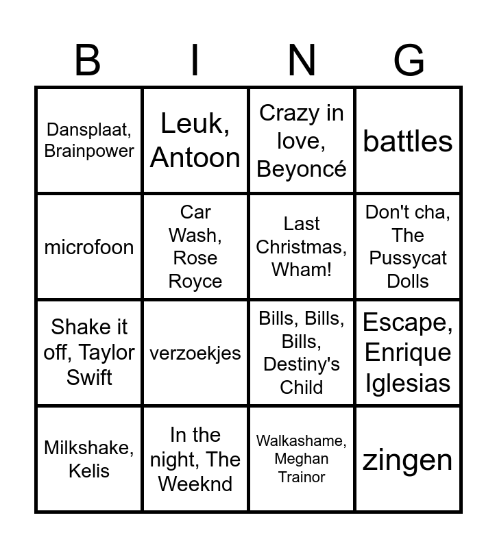 Disco Bingo Card
