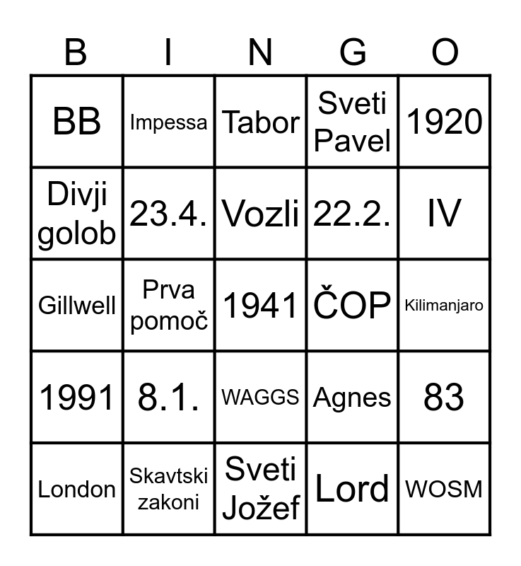 Bi-Pijev dan Bingo Card