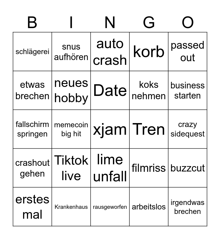 SAM Bingo Card