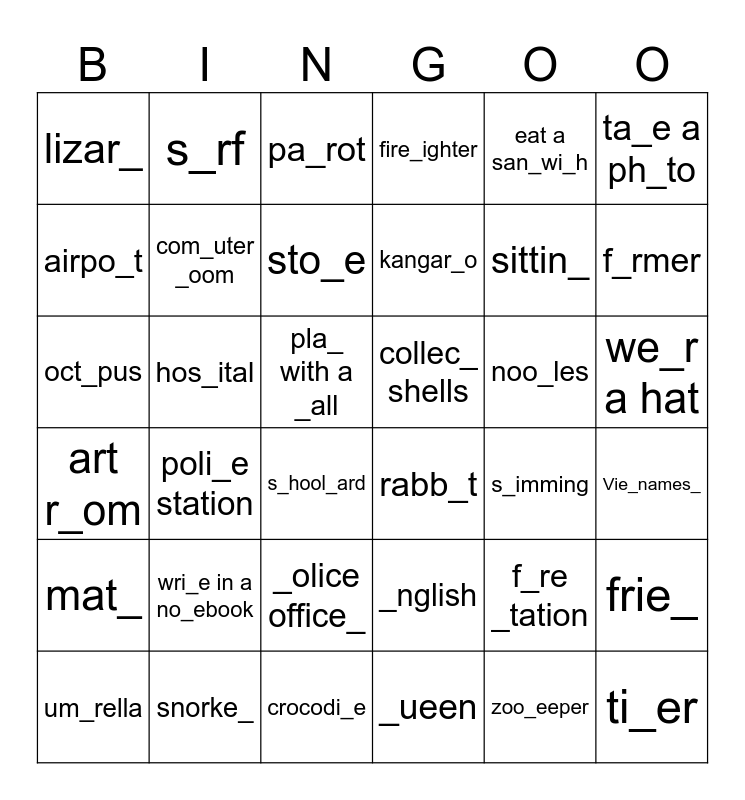 REVIEW U1-6 (2) Bingo Card