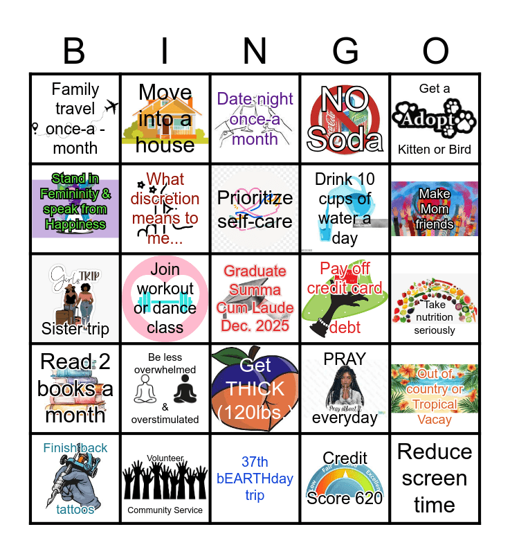 2025 Bingo but make it GOALS! Bingo Card