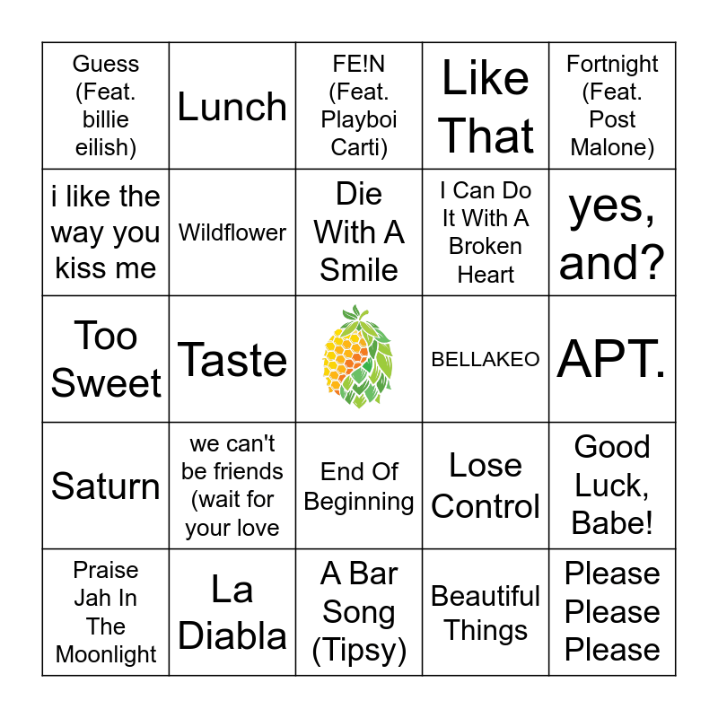 Top Hits of 2024 Bingo Card