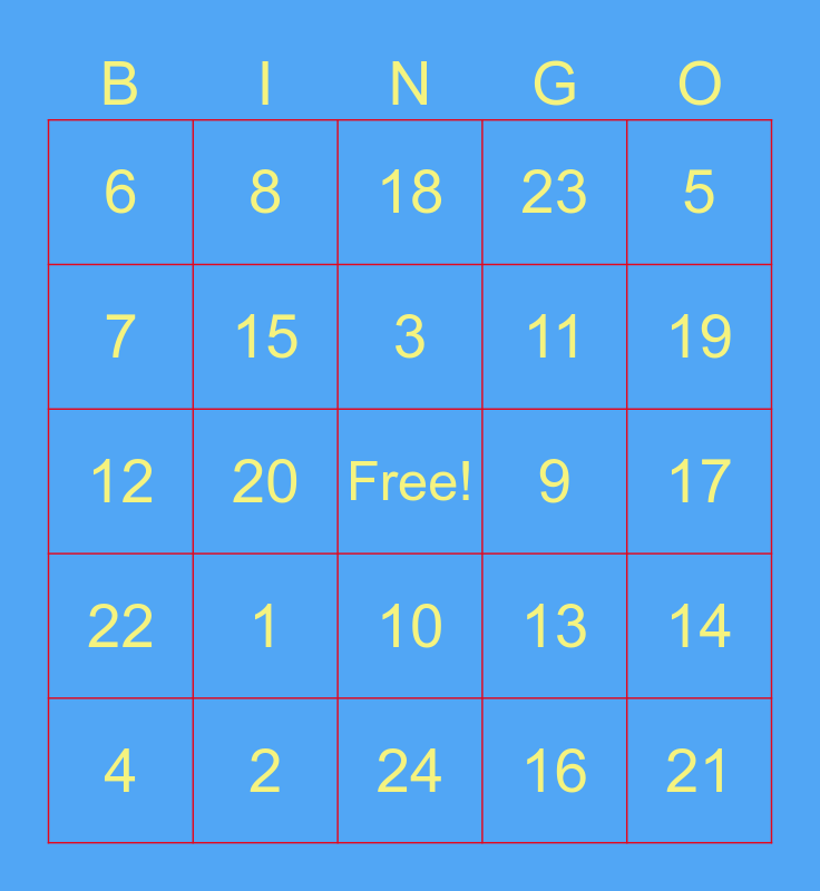 GN BINGO 2025 - Round ONE FAST Bingo Card
