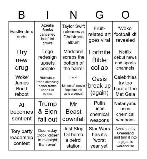 2025 Bingo Card