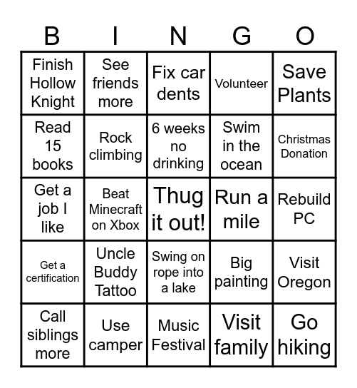 2025 Bingo Card Bingo Card