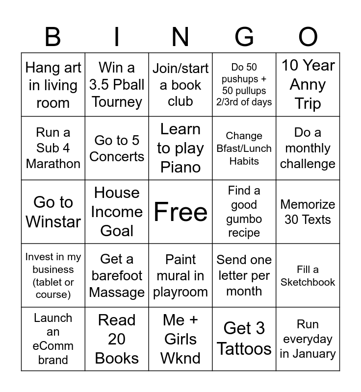2025 Bingo Card Bingo Card