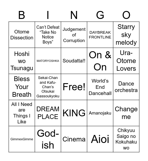 CC Bingo Card