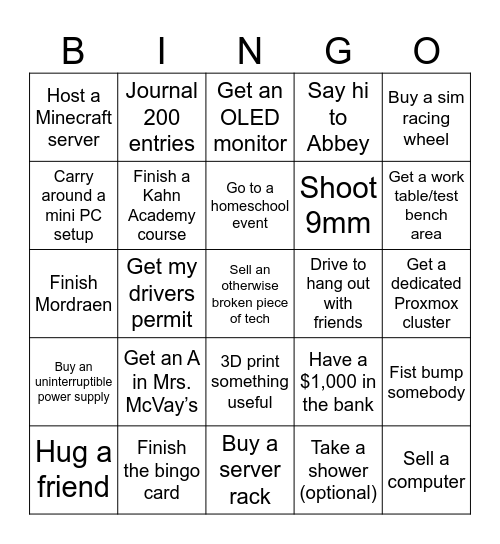 2025 Bingo Resolution Bingo Card