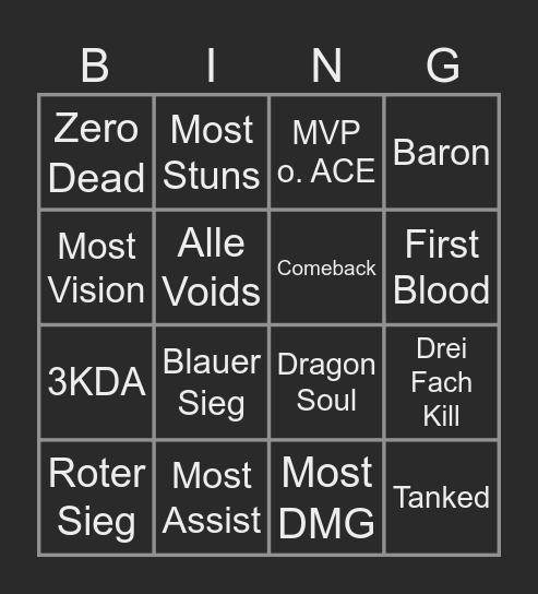 League of Legends Bingo Card