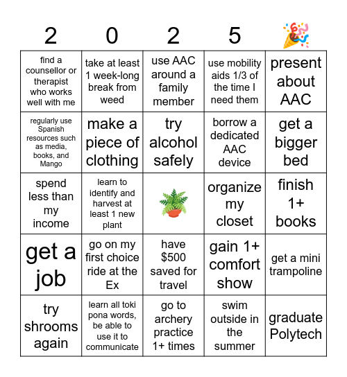 2025 Bingo Card
