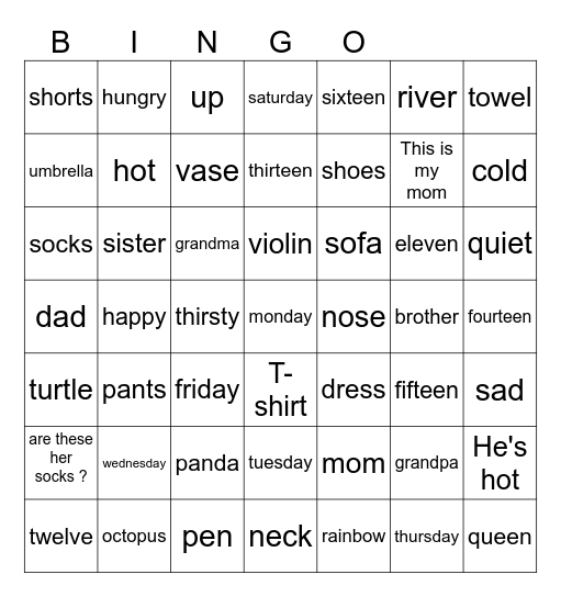 GRADE 2 Bingo Card