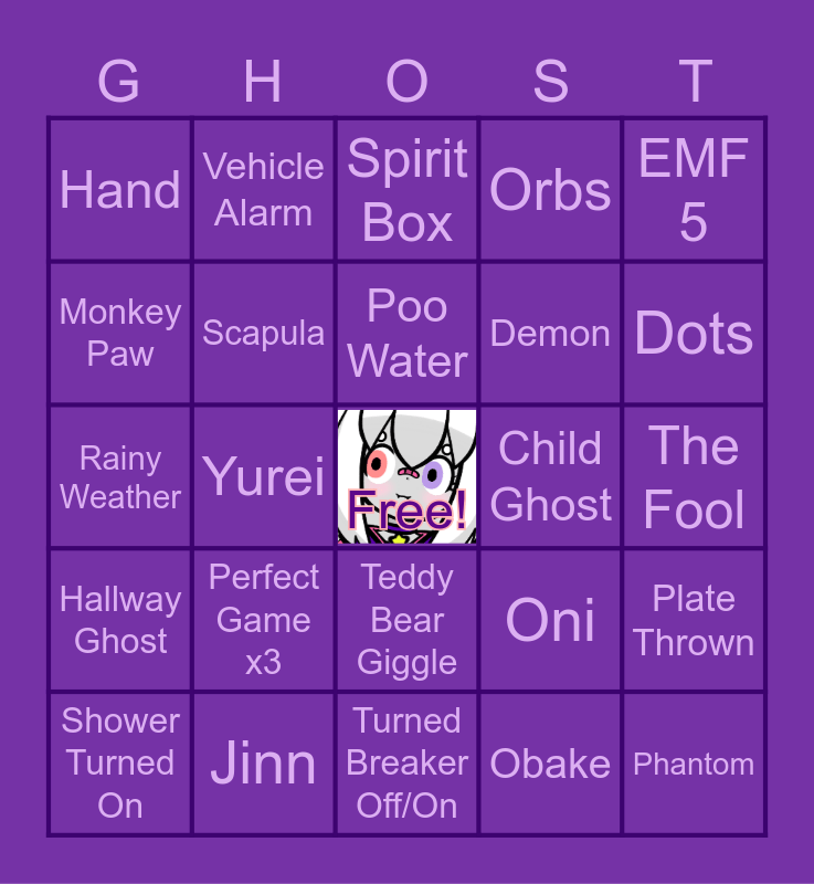 Pamster's Phas Bingo Card