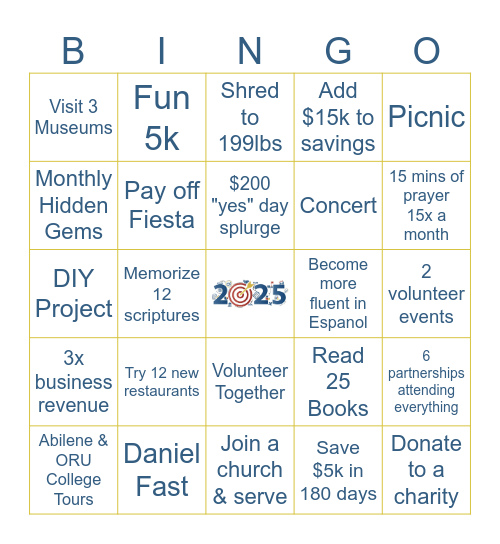 2025 Vision Bingo Card