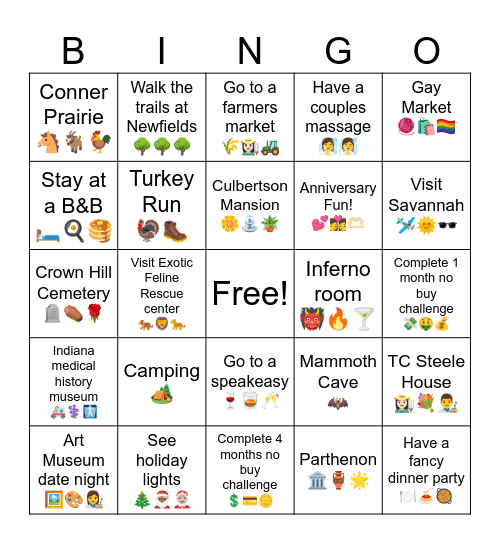 2025 Fun Activity Bingo Card