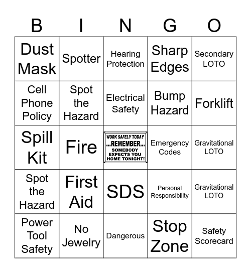 Safety Bingo Card