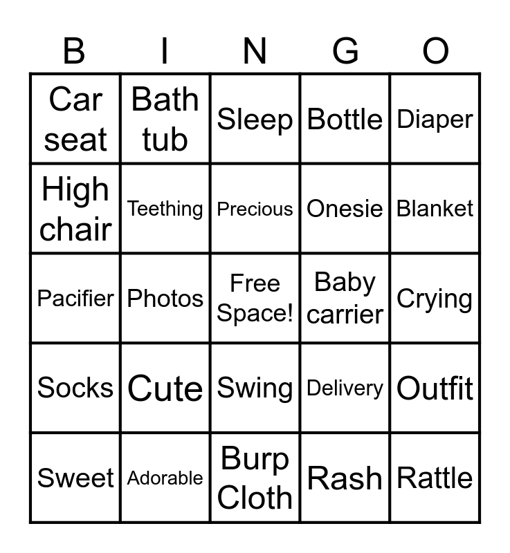 Baby Lingo Bingo Card