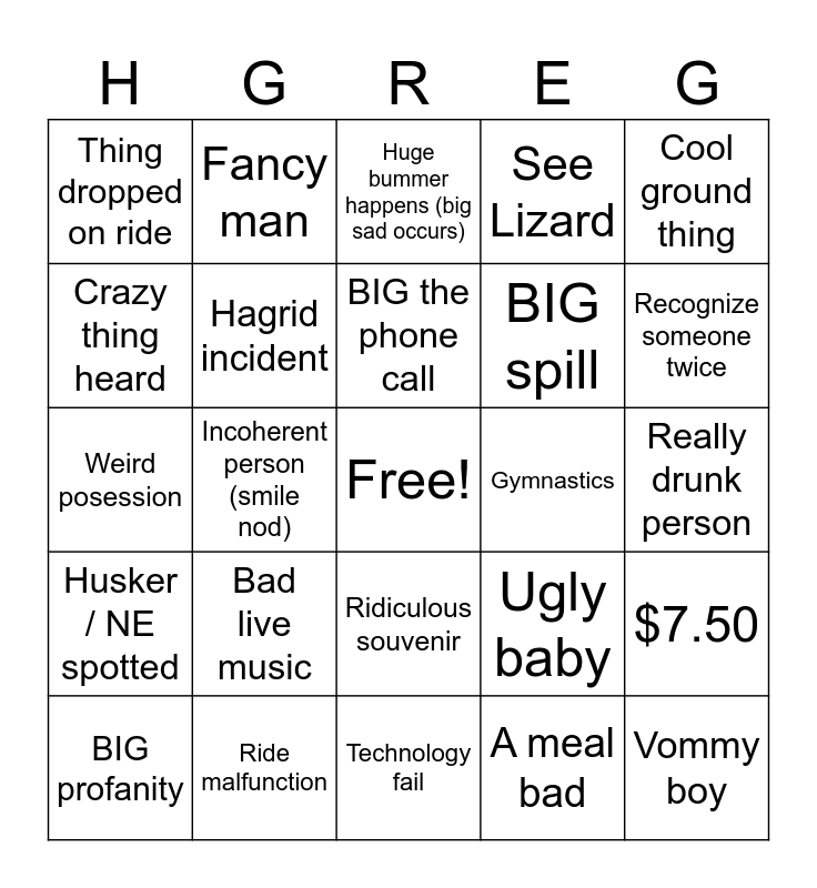 UNIVERSAL STUDIBINGOS Bingo Card